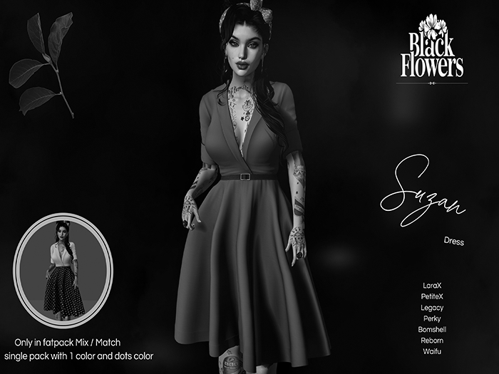 Second Life Marketplace - Black.Flowers - Suzan Dress - DEMO [ADD]