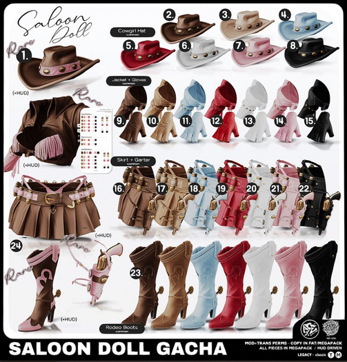 Second Life Marketplace - 1. Pare&NoMercy.Saloon Doll Upper Set - RARE