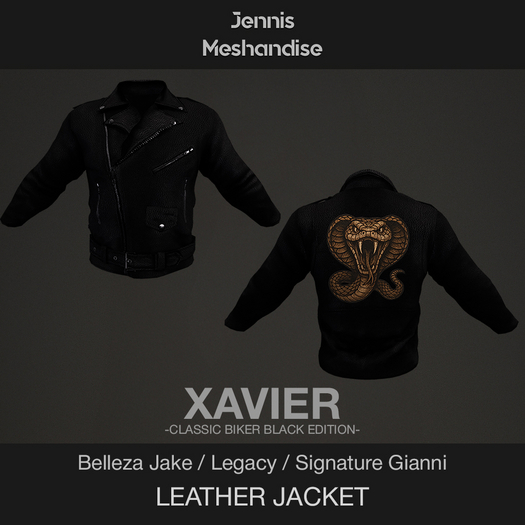 Second Life Marketplace - Xavier Leather Jacket – Rattlesnake – Classic ...