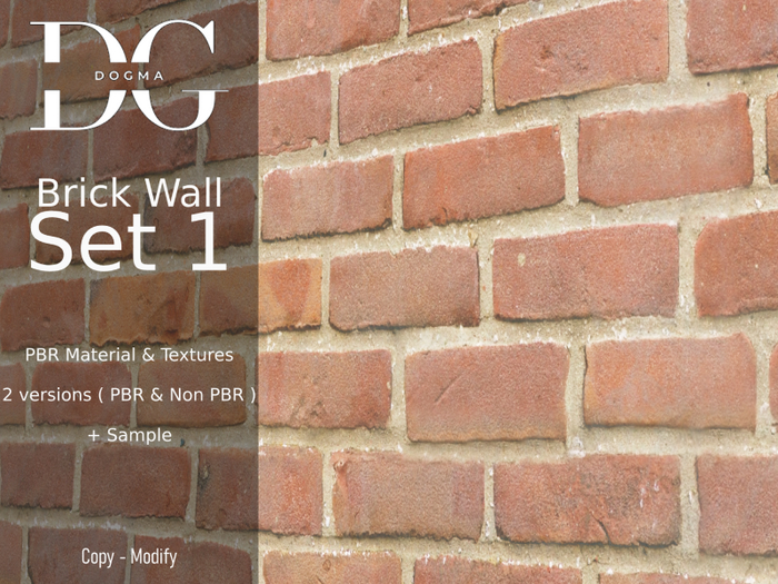 Second Life Marketplace - [Dogma] Brick Wall Set 1 PBR/NON PBR Fatpack