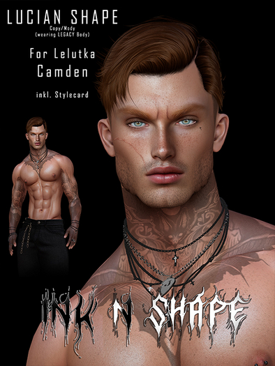 Second Life Marketplace - INK'N'Shape - Lucian Shape Camden Lelutka Head