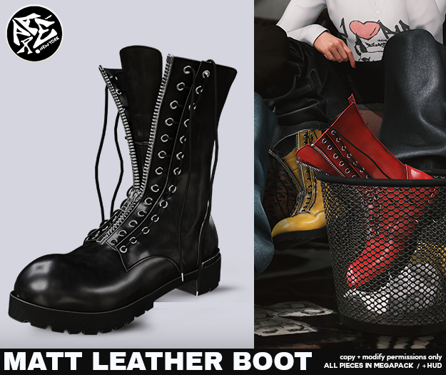 Second Life Marketplace - Pare.Matt Leather Boots - Onyx