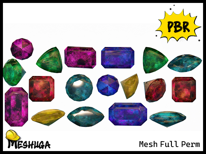 Second Life Marketplace - Meshuga PBR Crystal Gems FULL PERM MESH