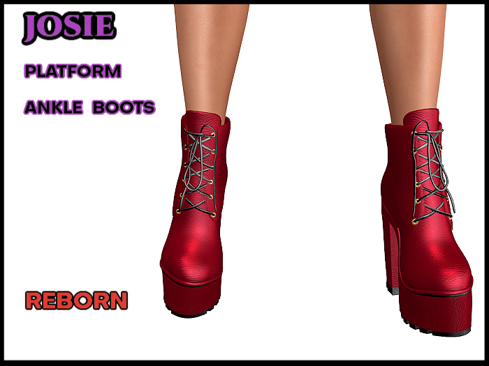 Second Life Marketplace - Josie High Heel Platform Ankle Boots, Red, Reborn