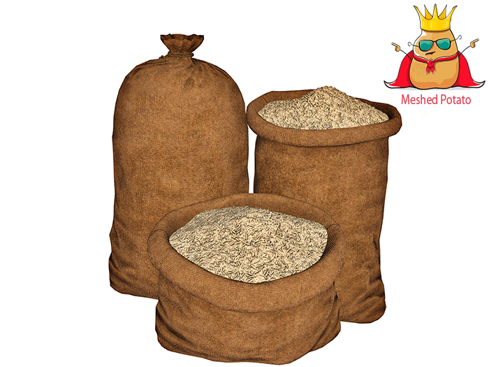 Second Life Marketplace - Meshed Potato Burlap PBR Sacks of Rice Full Perm