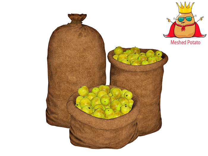 Second Life Marketplace - Meshed Potato Burlap PBR Sacks of Green Apple ...