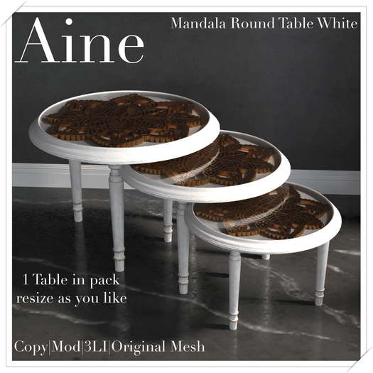 Second Life Marketplace - Aine - Mandala Round table White (ADD)