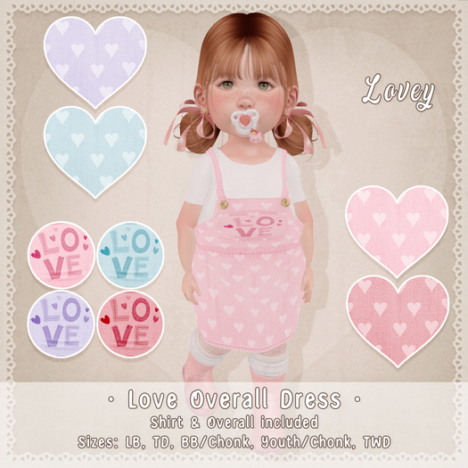 Second Life Marketplace - ;Lovey- Love Overall Dress - Pink
