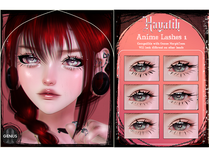 Second Life Marketplace - HAYATIH: Anime Eye Lashes 1 / Genus MorphToon