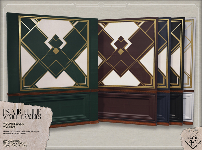 Second Life Marketplace - -Jane&Finch- Isabelle Wall Panels