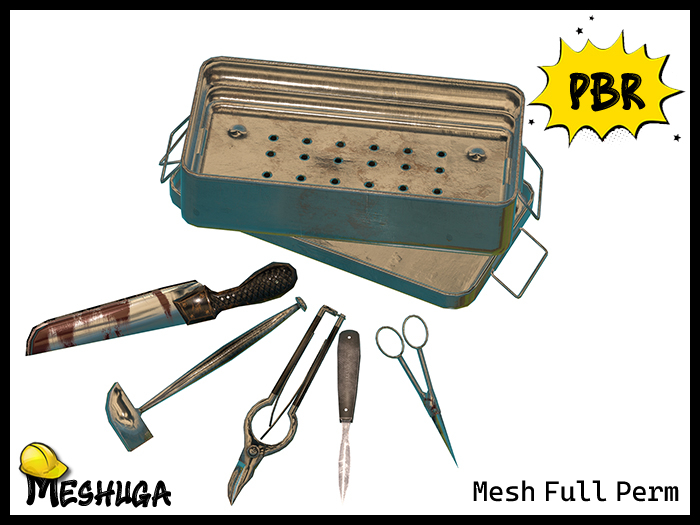 Second Life Marketplace - Meshuga PBR Morgue Autopsy Tools FULL PERM MESH