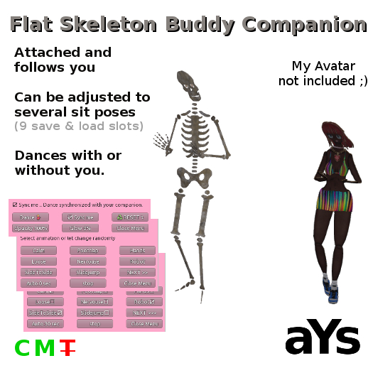 Second Life Marketplace - Animesh Companion - Flat Skeleton Buddy cm