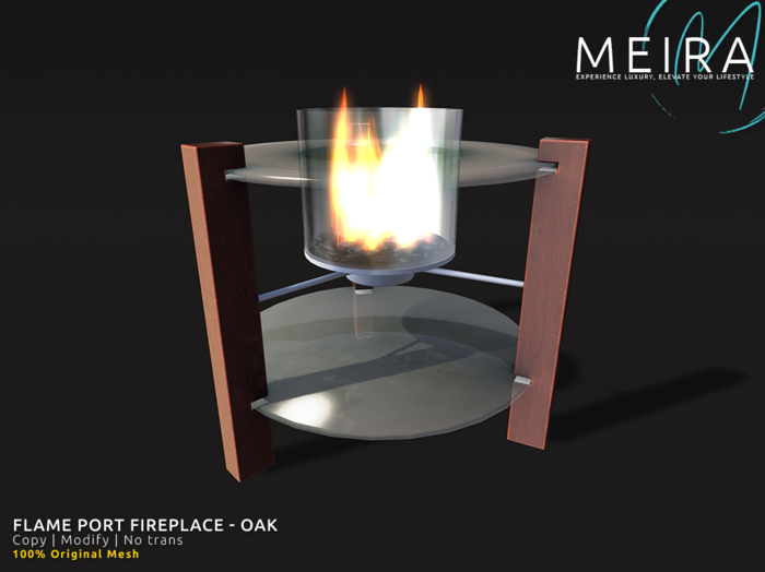 Second Life Marketplace - Meira Flame Port Fireplace - Oak