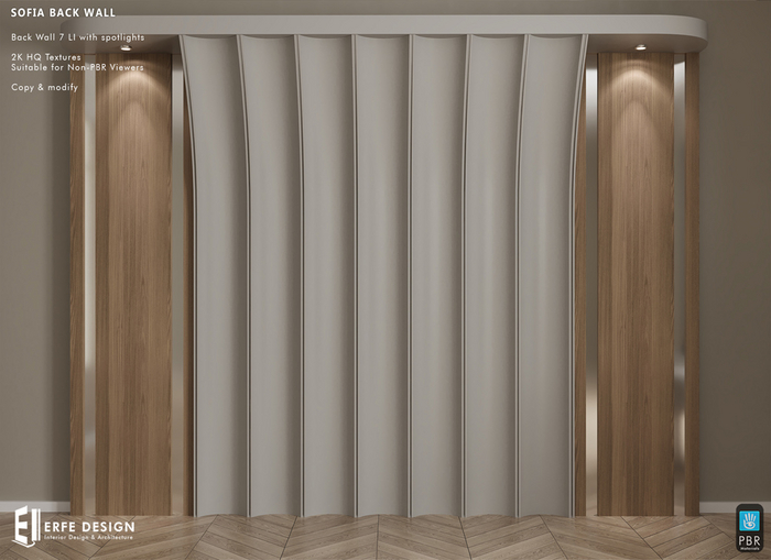 Second Life Marketplace - Sofia back wall 7 LI PBR [Erfe Design]*