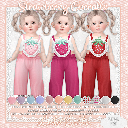 Second Life Marketplace - {Lula Belle} Strawberry Overalls - Fatpack ...