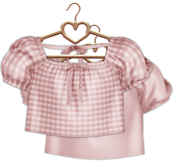 Second Life Marketplace - {Lula Belle} Gingham Top - Rose {boxed}
