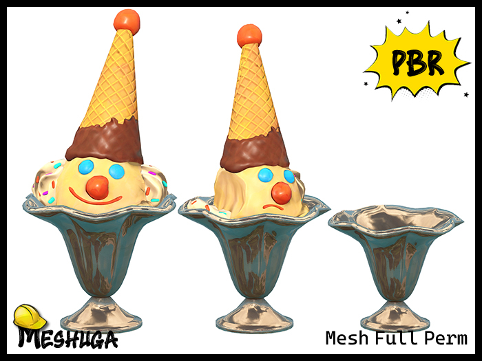 Second Life Marketplace - Meshuga PBR Ice Cream Clown FULL PERM MESH