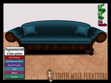 Second Life Marketplace - Bella Couch with MLP Animation, 6 Colors