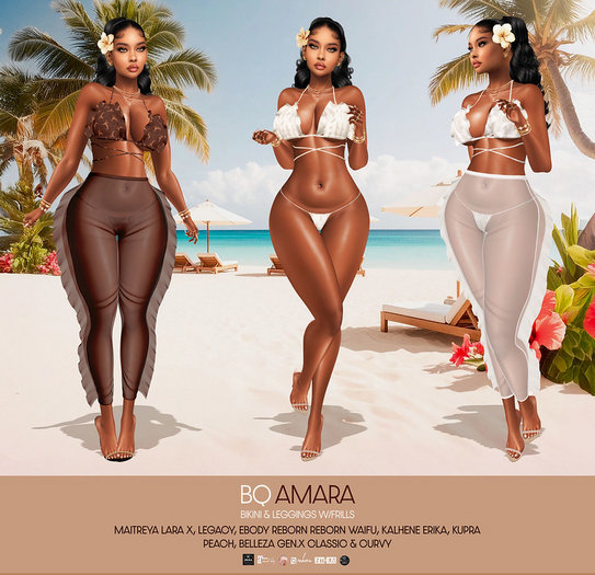 Second Life Marketplace - BQ::Amara Leggings & Bikini w/Frills:: DEMOS