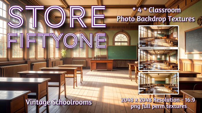 Second Life Marketplace - NEW! * 4 * Vintage Classroom Photo Studio ...