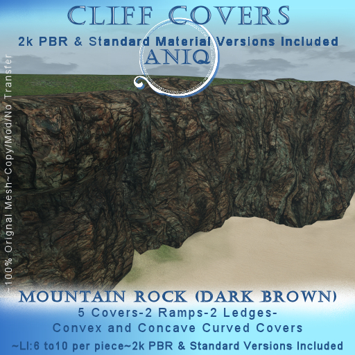 Second Life Marketplace - Aniq- Cliff Covers- Mountain Rock (Dark Brown)