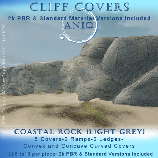 Second Life Marketplace - Aniq- Cliff Covers- Coastal Rock (Light Grey)
