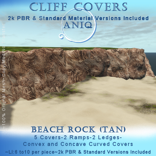 Second Life Marketplace - Aniq- Cliff Covers- Beach Rock (Tan)