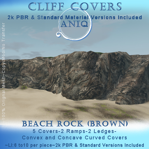 Second Life Marketplace - Aniq- Cliff Covers- Beach Rock (Brown)