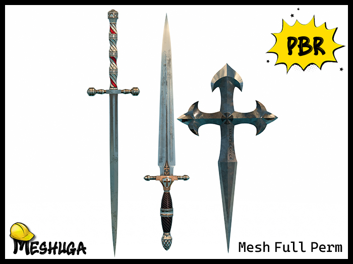 Second Life Marketplace - Meshuga PBR Vampire Hunter Daggers FULL PERM MESH