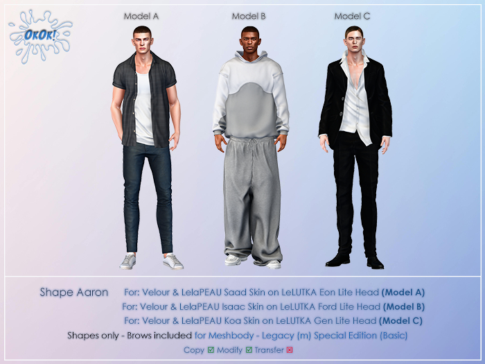 Second Life Marketplace - Shape Aaron for Male Avatar Welcome Pack ...