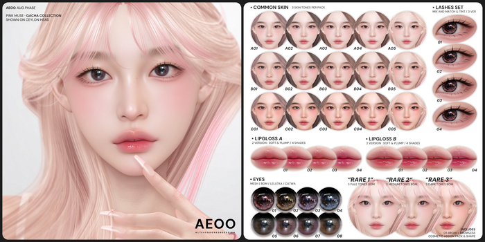 Second Life Marketplace - "aeoo" pink muse gacha - skin - A01