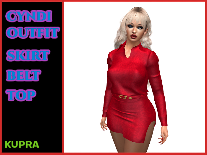 Second Life Marketplace - Cyndi Skirt Outfit for the Kupra Body, Red