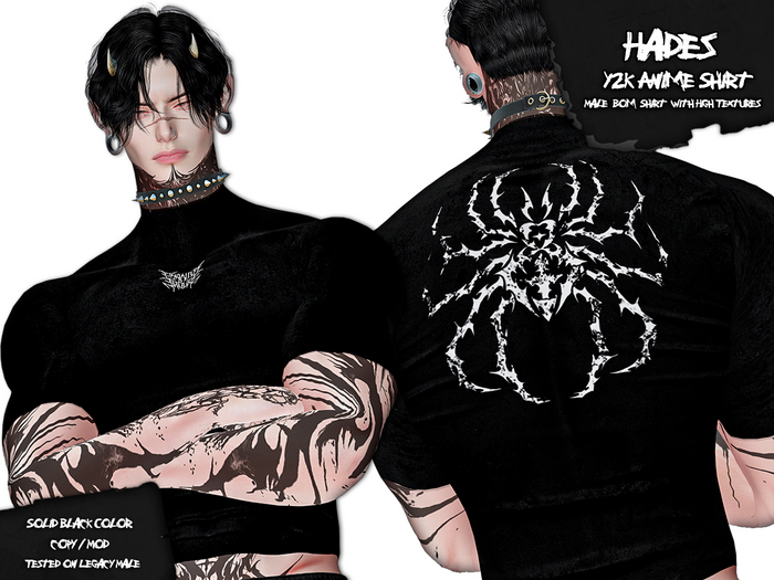 Second Life Marketplace - [Hades] Y2K Anime Shirt (BOM / Legacy Male)