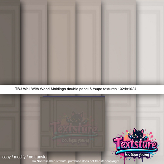 Second Life Marketplace - TBJ-Wall With Wood Moldings double panel 6 ...