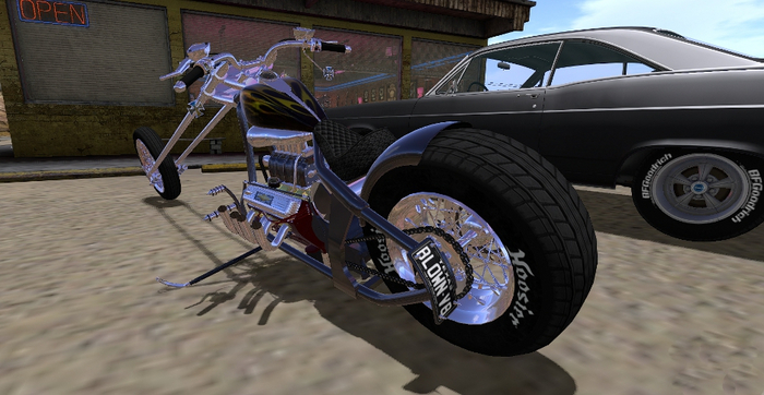 Second Life Marketplace - Fly Blown Long Rail V8 Chopper (PBR) Crated ...