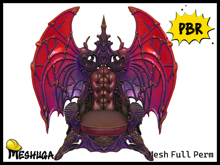 Second Life Marketplace - Meshuga PBR Gothic Inferno Throne FULL PERM MESH