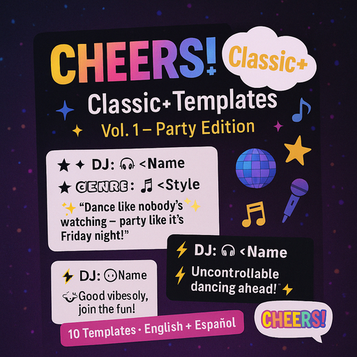 Second Life Marketplace - CHEERS! Classic+ Party Templates EN ES