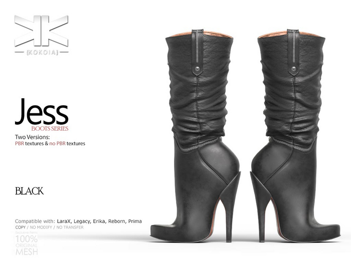 Second Life Marketplace - Jess :: Woman Boots :: Black :: {kokoia}