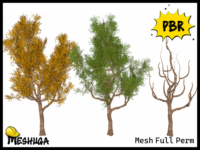 Second Life Marketplace - Meshuga PBR Birch Tree Pack FULL PERM MESH