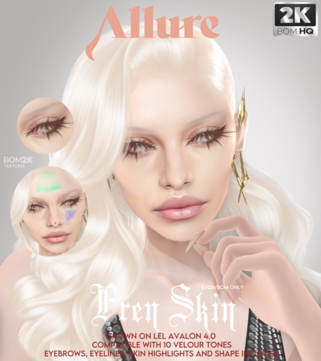 Second Life Marketplace - ALLURE - Fren Skin - PRALINE - VELOUR EVOX 2K