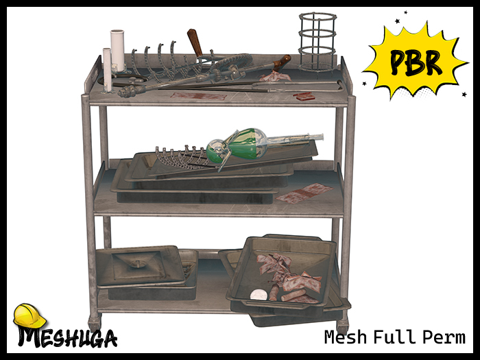 Second Life Marketplace - Meshuga PBR Horror Asylum - Medical Cart 1 ...