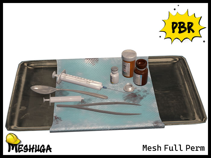 Second Life Marketplace - Meshuga PBR Horror Asylum - Medication Tray ...