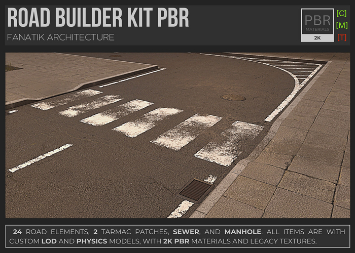 Second Life Marketplace - :FANATIK: ROAD BUILDER KIT PBR - Modular Road ...