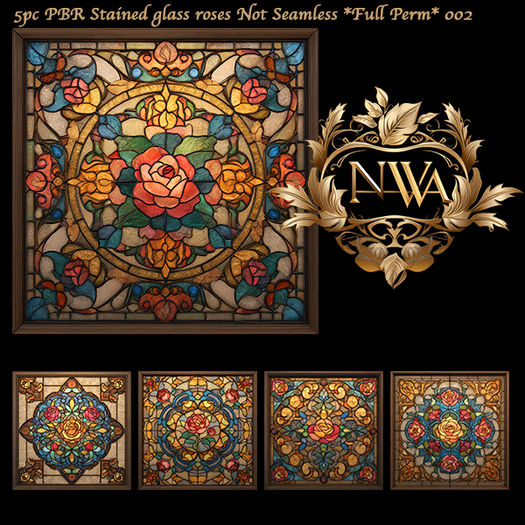 Second Life Marketplace - [NWA] PBR - Stained Glass Roses (Royal ...