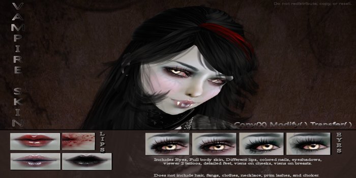 Second Life Marketplace - ~Vampire skin~ Nightingale Couture