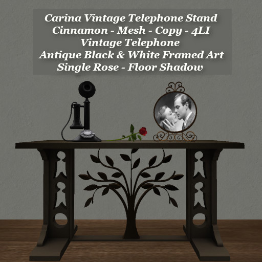Second Life Marketplace - Carina Vintage Telephone Stand Cinnamon1