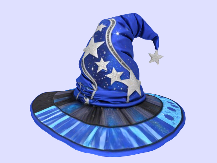 Second Life Marketplace - Starry Blue Wizard Witch Hat FULL PERM