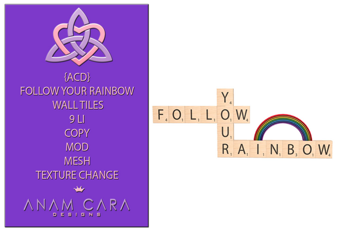 Second Life Marketplace - {ACD} Follow Your Rainbow Wall Tiles (9LI)