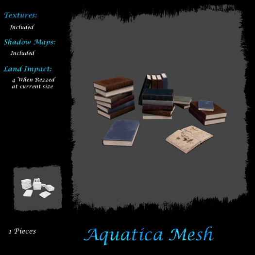 Second Life Marketplace - Aquatica Mesh - AM026253 Dark Academia Books