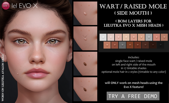 Second Life Marketplace - Izzie's - Wart / Raised Mole Side Mouth (Evo ...